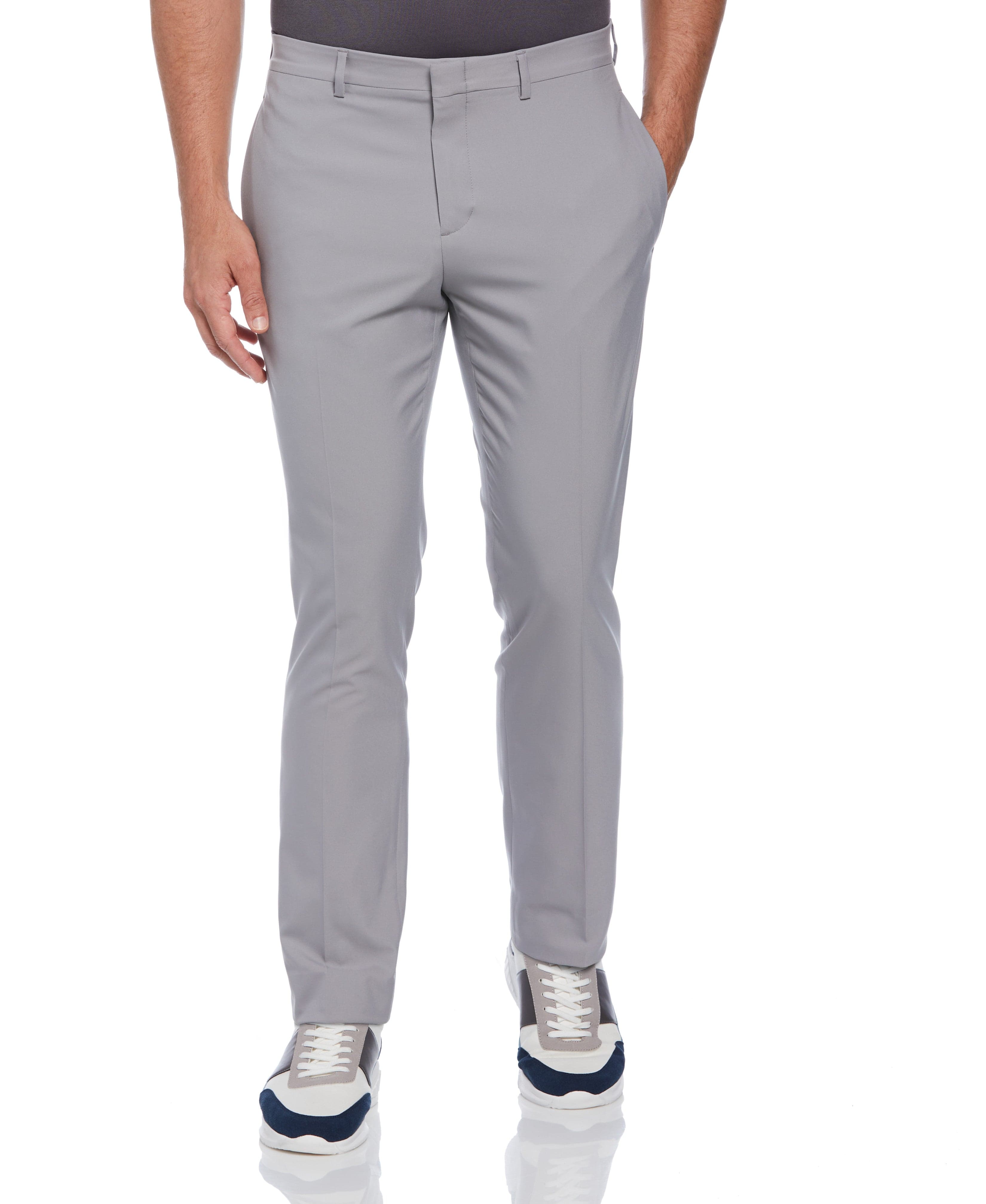 Men's Slim Fit Solid Flat Front Pant | Perry Ellis